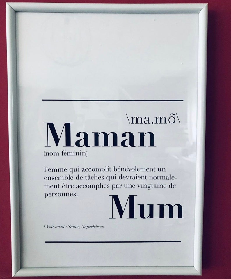 Affiche définition " Maman " - Etsy France