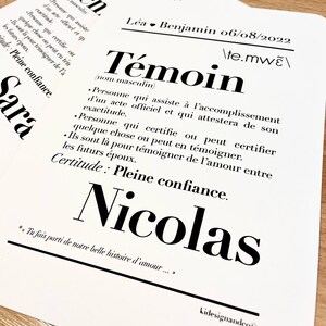 Affiche définition " Temoin" - Etsy France