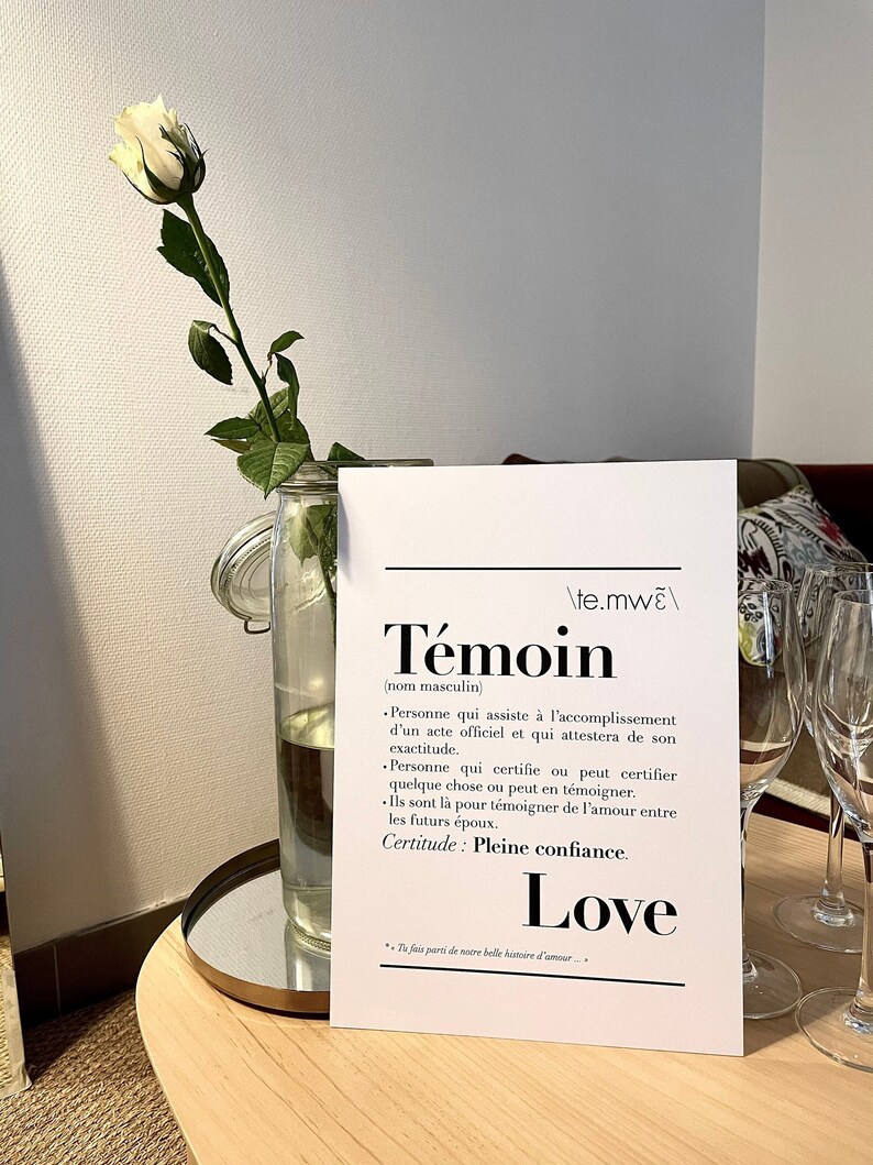 Affiche définition Temoin - Etsy France