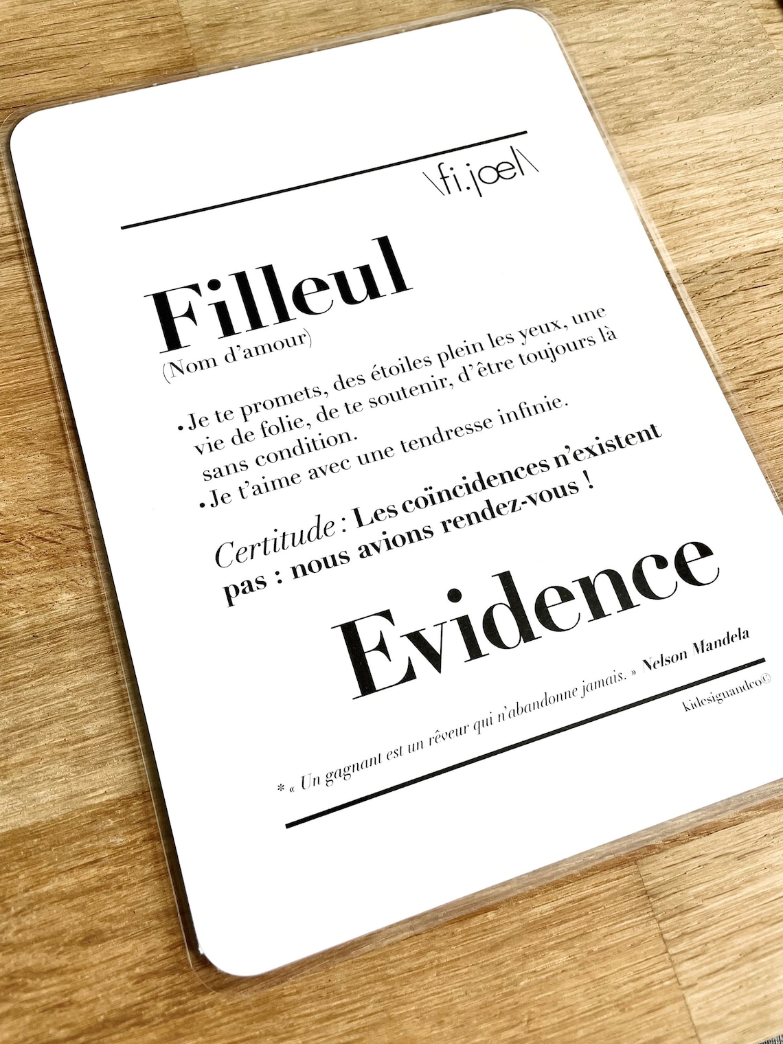 Affiche définition Filleul / Filleule - Etsy Canada