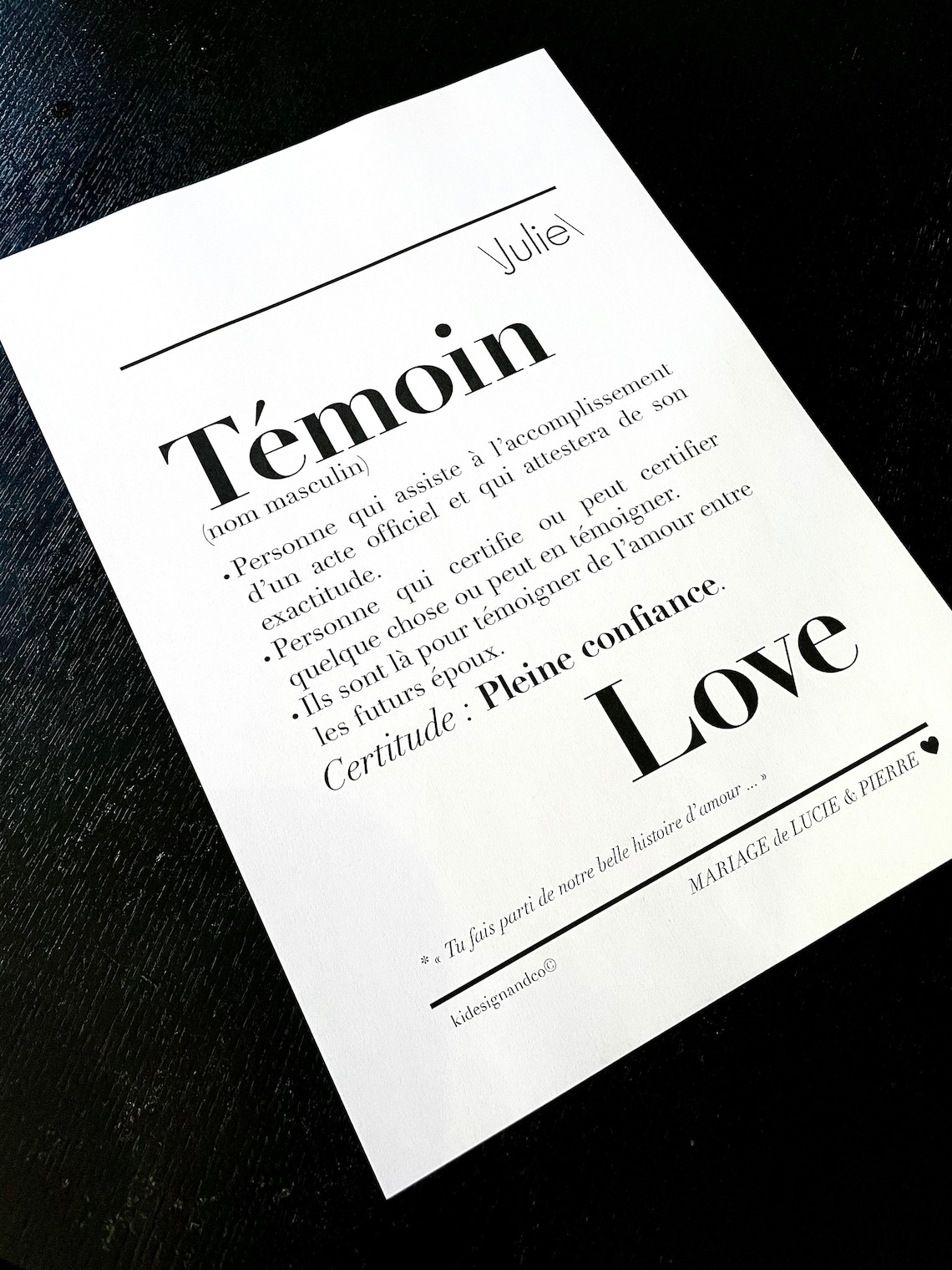 Affiche définition Temoin - Etsy France