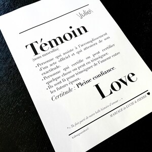 Affiche définition " Temoin" - Etsy France