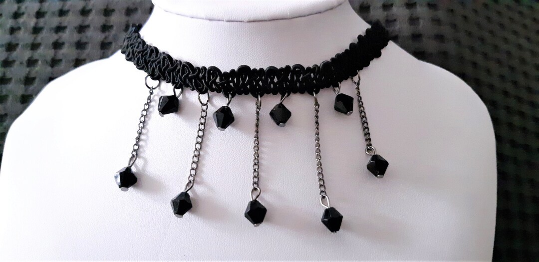 Black Choker Necklace Black Pearl/neck Jewel/gift/evening - Etsy