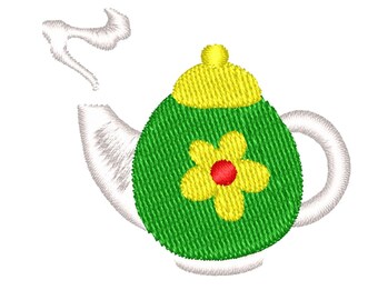 Teapot Applique Embroidery Design. Teapot Embroidery Design. - Etsy