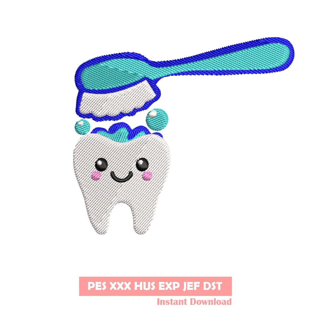 Charming Tooth Fairy Embroidery - Cute Tooth With Toothbrush and ...