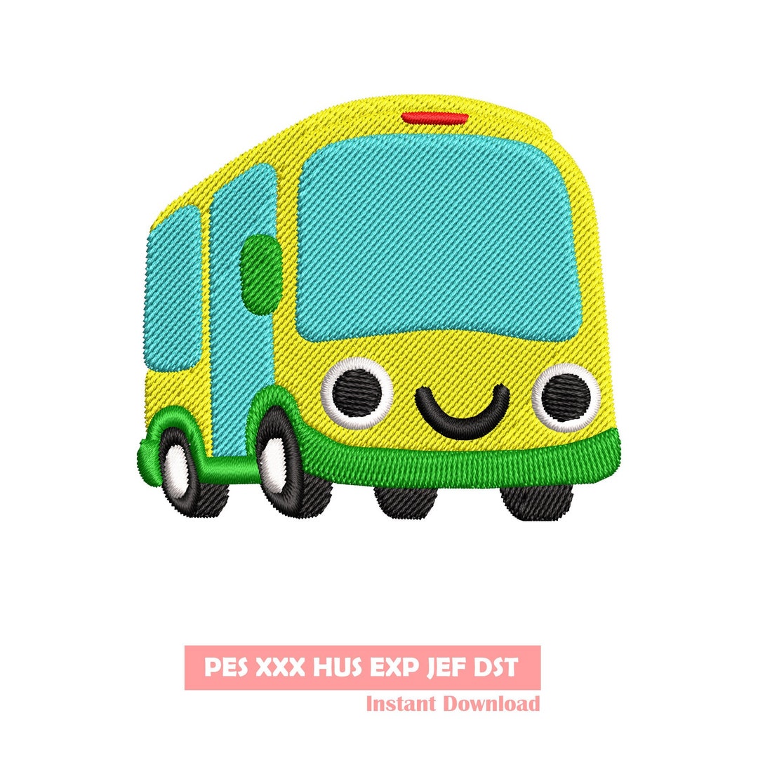 Colorful Cartoon Bus Embroidery Design | Embroidery Pattern ...