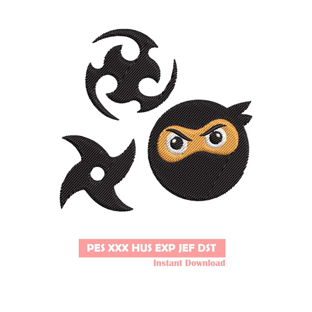 Set of 3 Ninja Embroidery Design Pack , Embroidery File, Machine ...