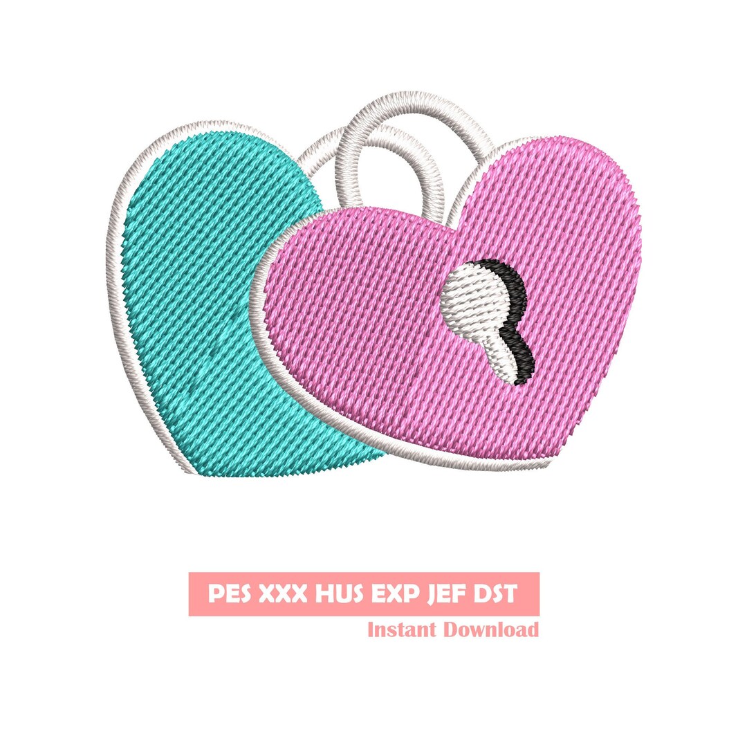 Heart Lock Embroidery Design, Embroidery File, Machine Embroidery ...