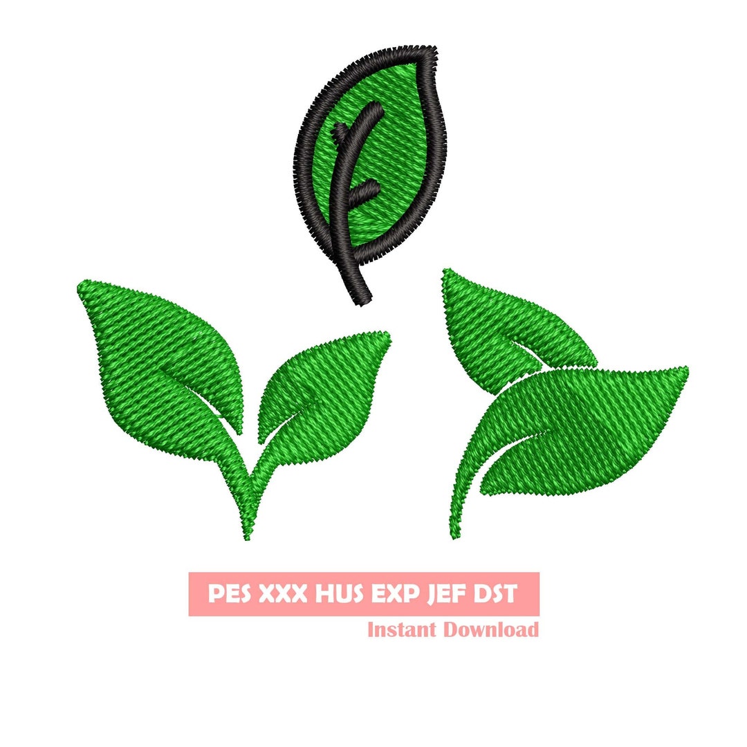 Set of 3 Mini Leaves Embroidery Design Pack , Embroidery File, Machine ...