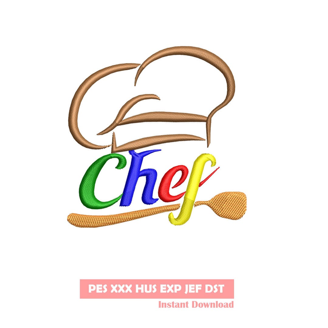 Colorful Chef Hat and Spoon Embroidery Design – Vibrant Kitchen Art - Etsy