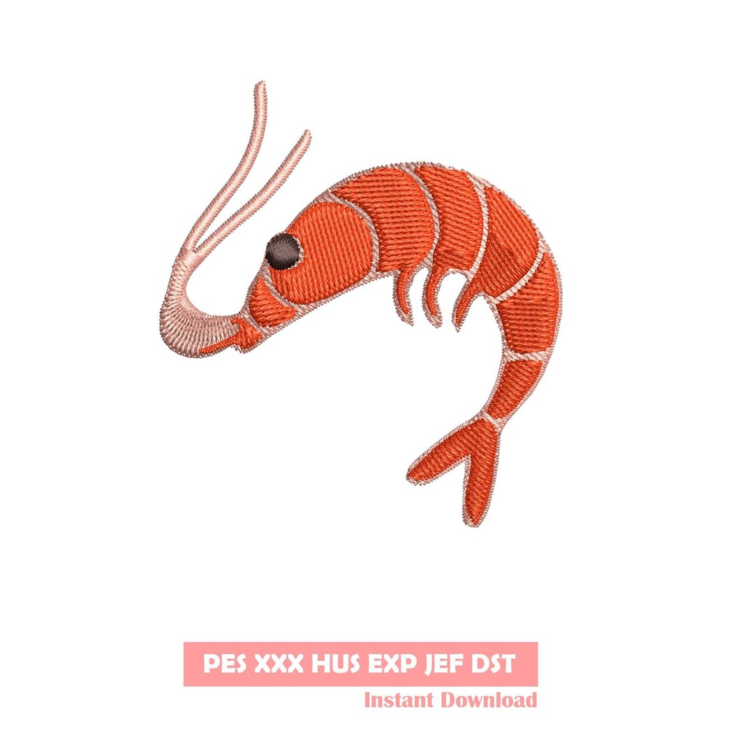 Shrimp Embroidery Design - Instant Download for DIY Craft Projects ...