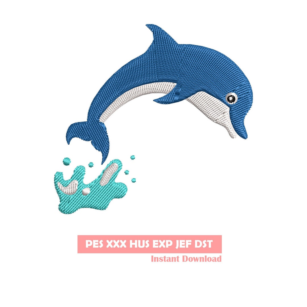 Dolphin Embroidery Design, Embroidery File, Machine Embroidery Design ...
