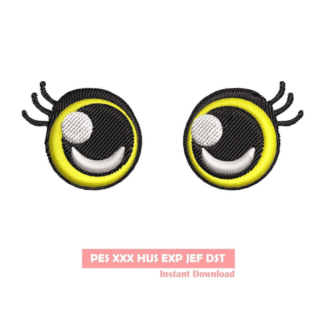 Cartoon Eyes Embroidery Design, Embroidery File, Machine Embroidery ...