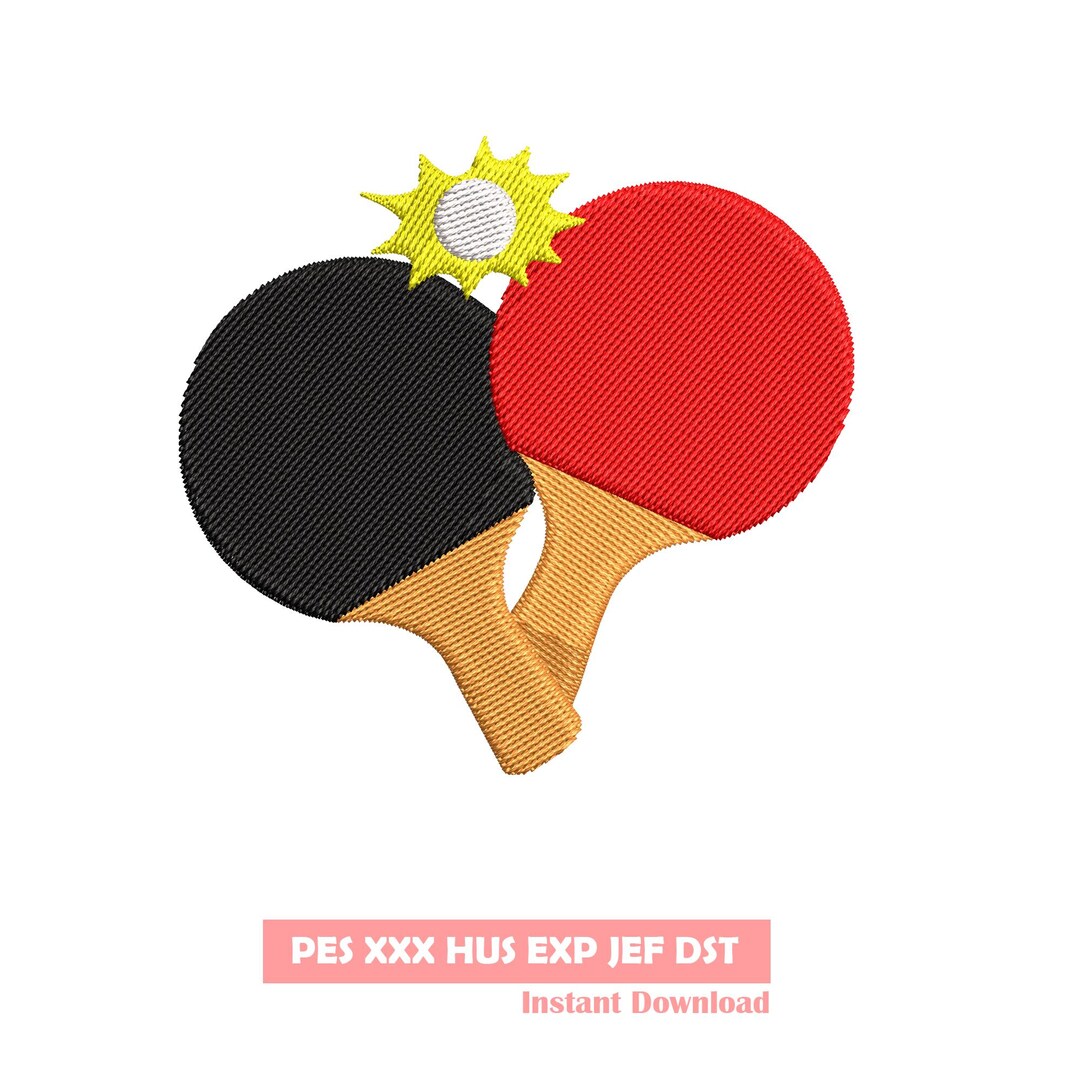 Colorful Ping Pong Paddle Embroidery Design – Red and Black Table ...