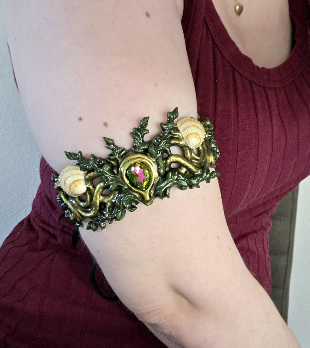 Seaweeds Shell Armlets (pick Your Own Stone Color) (warm Gold) - Etsy UK