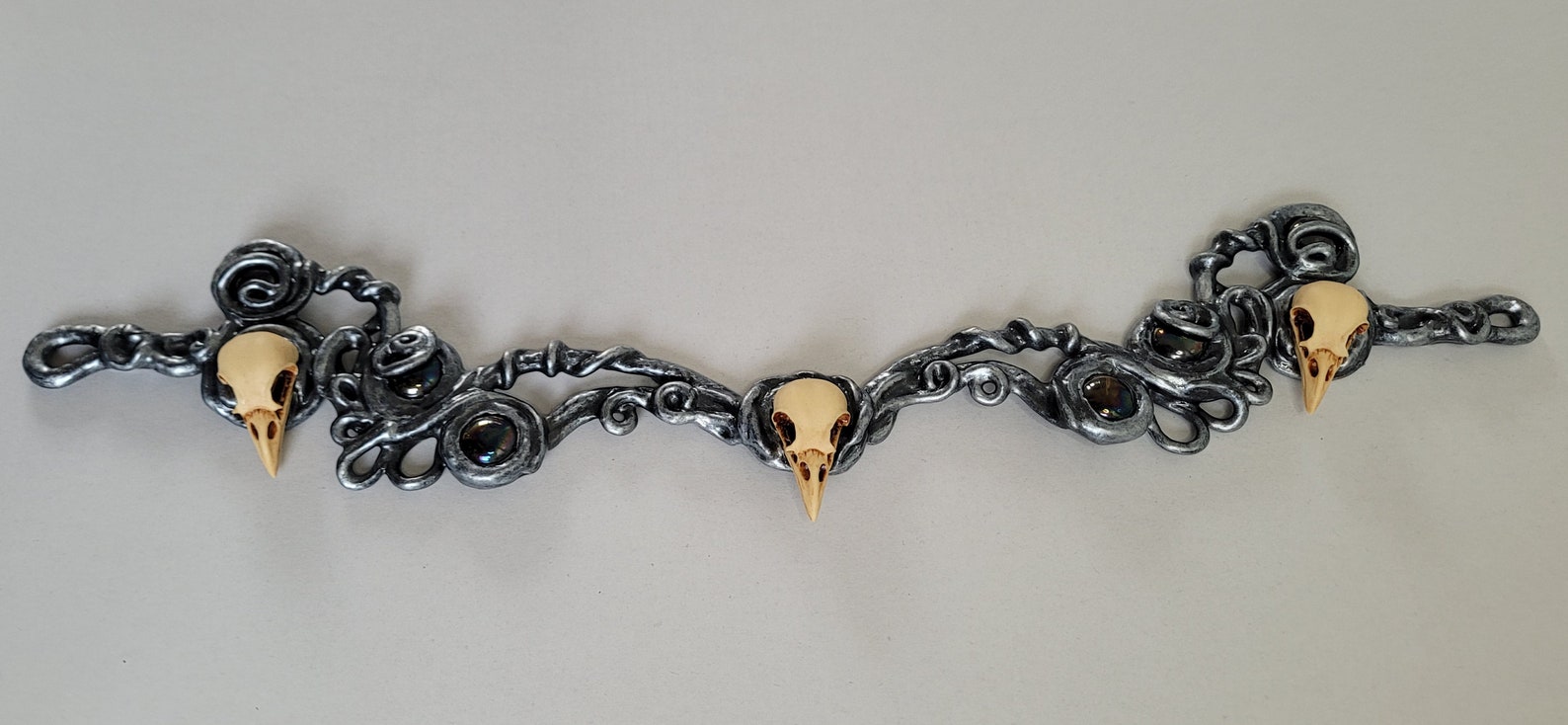 Circlet Crown – Bird Skull – Bone Detail – Silver - Etsy México