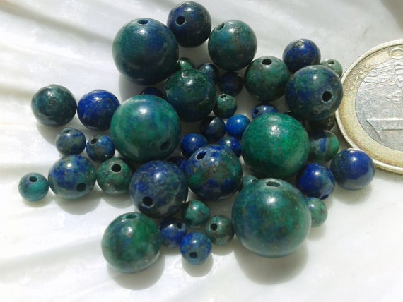 Lot de perles d'AZURITE MALACHITE perle ronde lisse en | Etsy