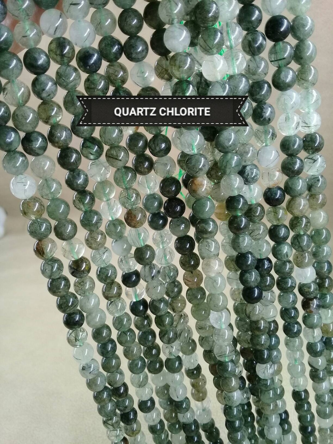 Set of QUARTZ CHLORITE AA 6 & 8mm Beads, Smooth Round Bead in Genuine ...