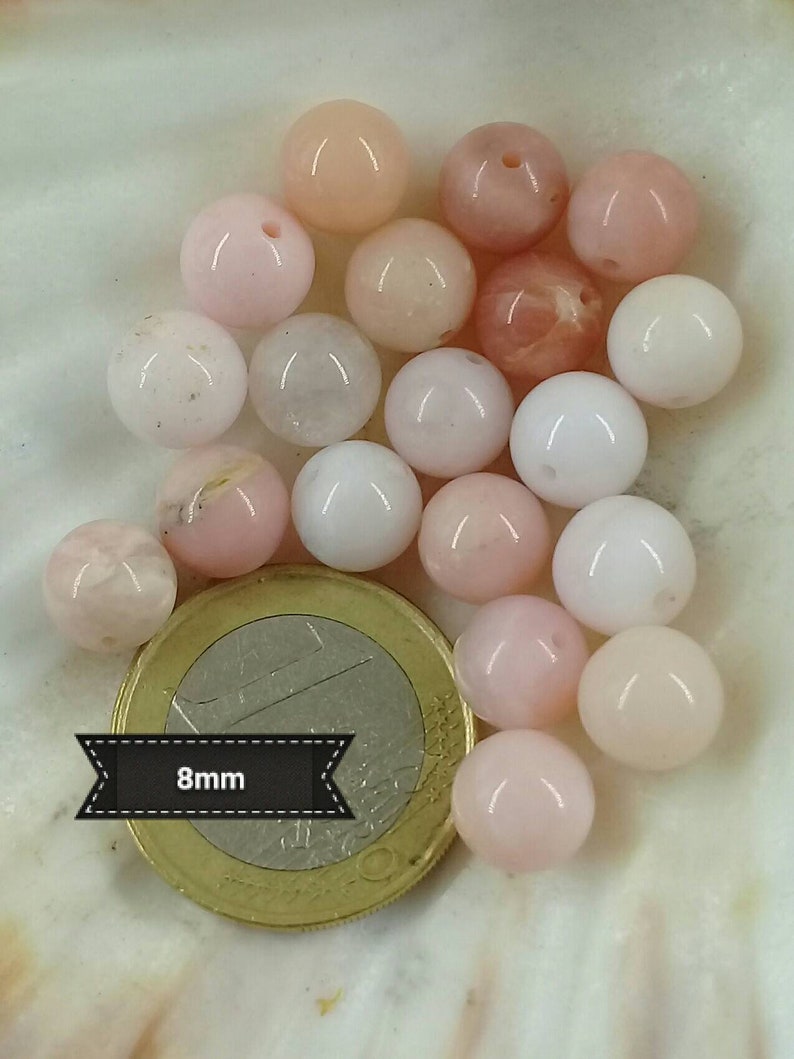 Set of PINK OPAL Pearls From Peru, Smooth Round Pearl in Real Semi ...
