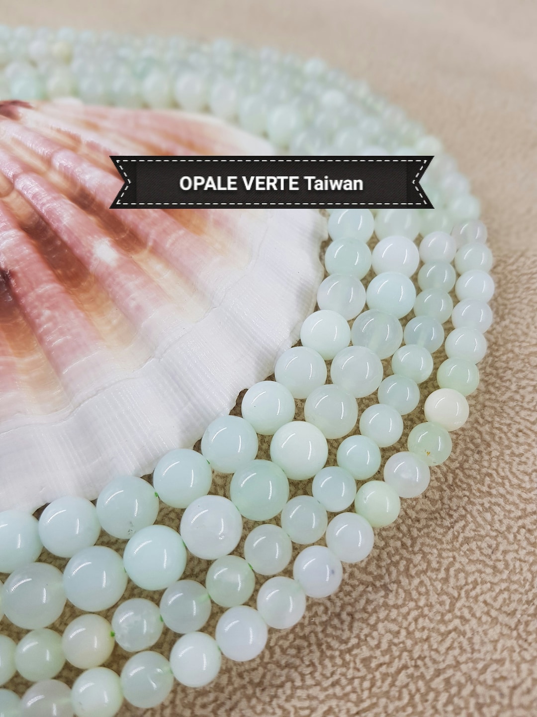 Pack of Green White OPAL Pearl From Taiwan, Very Rare Smooth Round Real ...