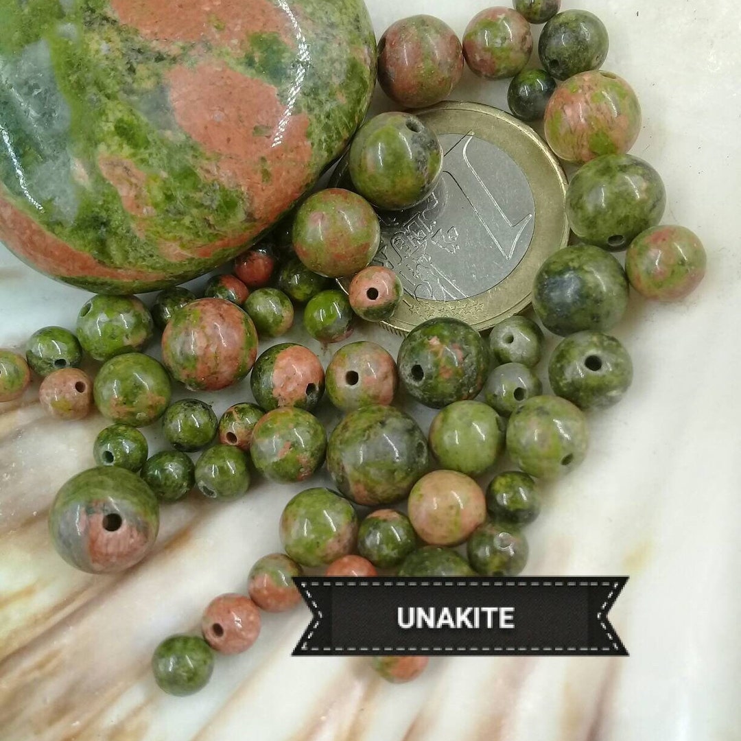 Lot of UNAKITE Beads epidote, Smooth Round Bead in Real Semi Precious ...