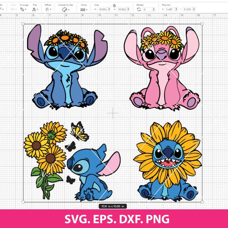 Stitch and Sunflower SVG, Flower SVG, Cute Stitch Design, Summer Stitch ...