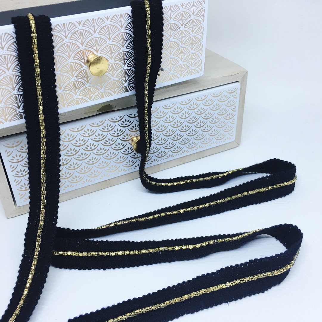 Black Braid, Gold Metal 1.5 Cm - Etsy