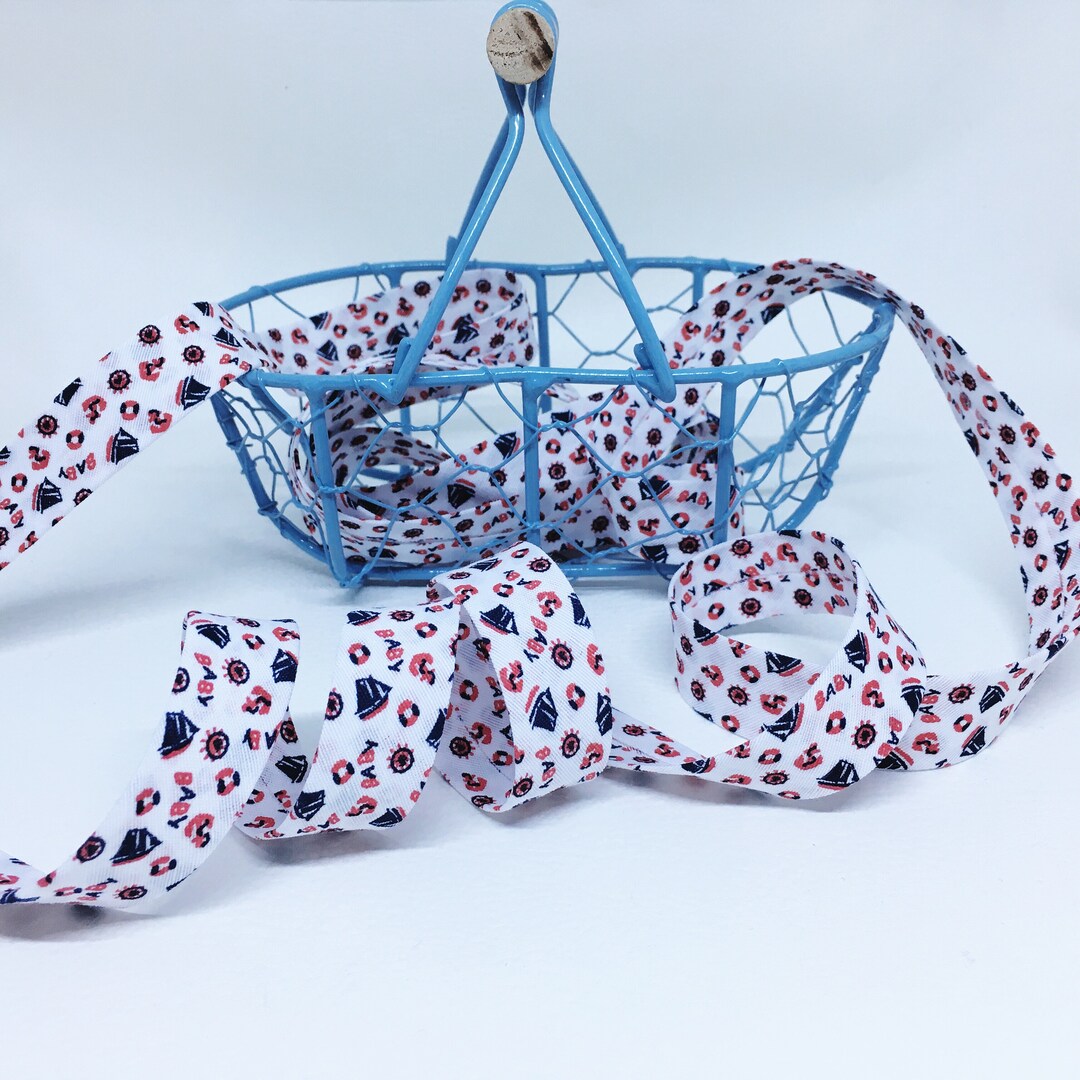 Fancy Bias, Sea Themed Ribbon, Marine Anchor Bias and Boat, at 20 Mm ...