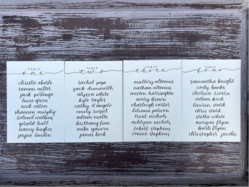 Calligraphy Seating Chart Cards Table Seating Charts With Names Wedding ...