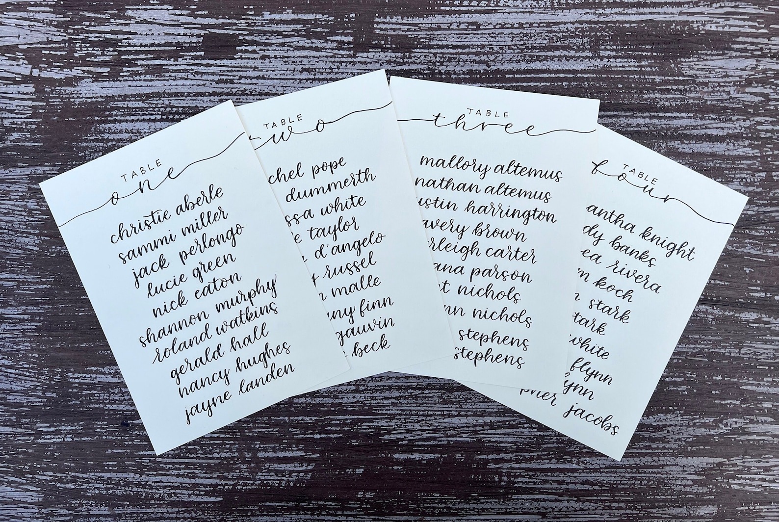 Calligraphy Seating Chart Cards Table Seating Charts With Names Wedding ...