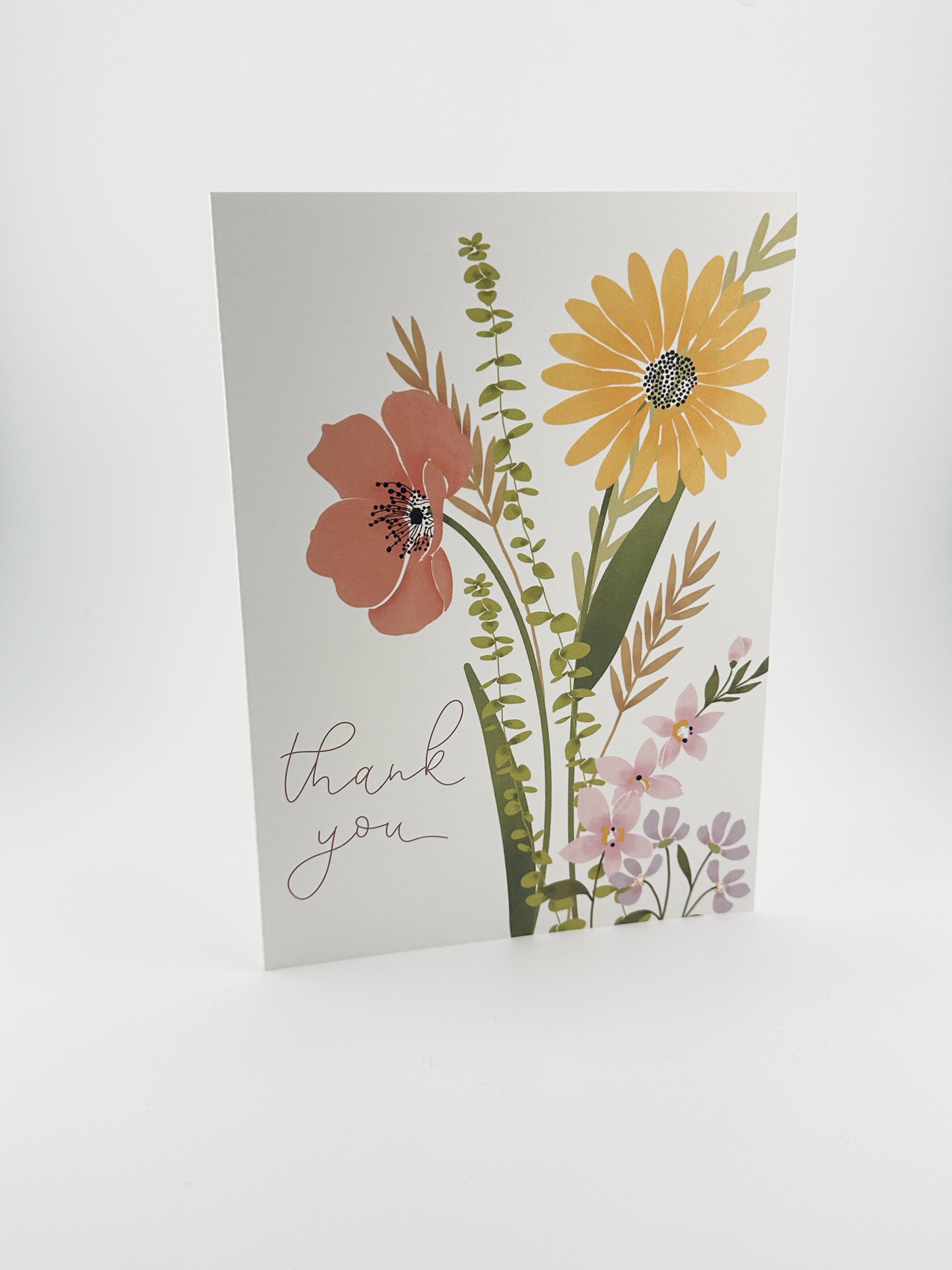 Simple Flower Thank You Cards With Envelopes | Set of 10 Blank Floral ...