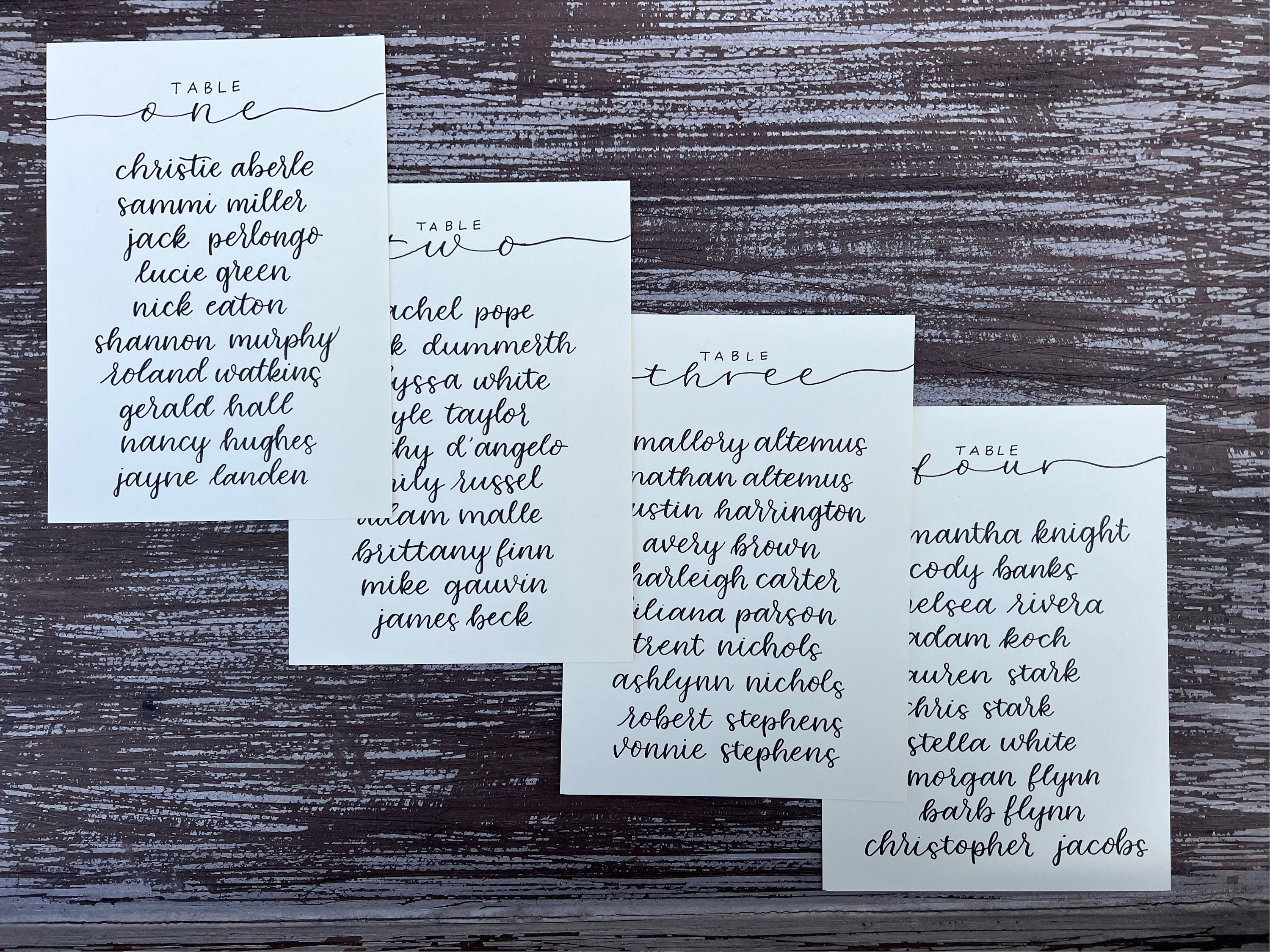 Calligraphy Seating Chart Cards Table Seating Charts With Names Wedding ...