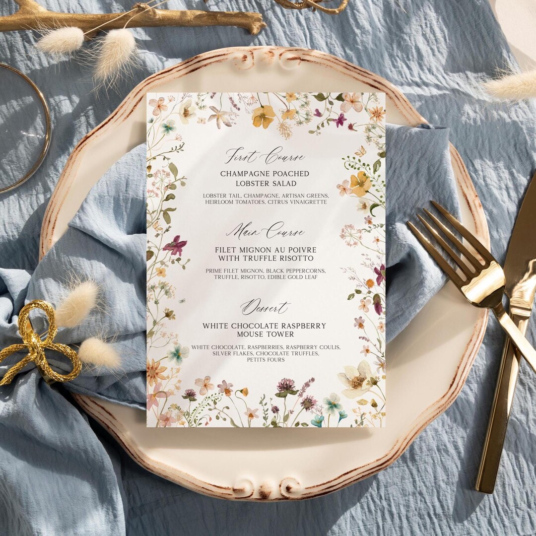 Custom Wedding Menus | Wildflower Menus for Weddings | Custom Event ...