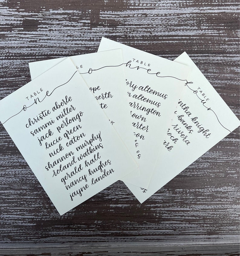 Calligraphy Seating Chart Cards Table Seating Charts With Names Wedding ...