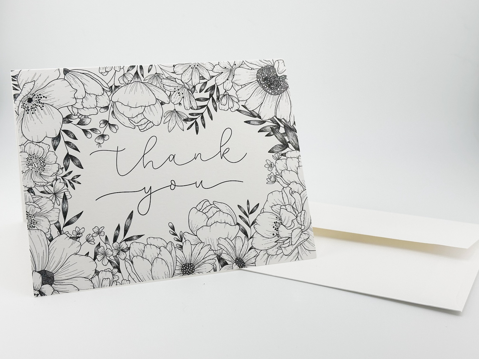 Simple Thank You Cards Set of 10 Floral Greeting Card Floral Thank You ...