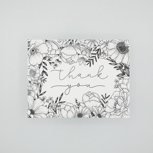 Simple Thank You Cards | Set of 10 | Floral Greeting Card With ...