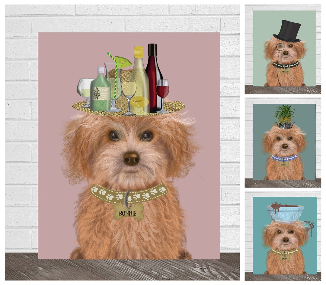 Gold Cavapoo DIGITAL DOWNLOAD Dog Portrait Custom and Personalized ...