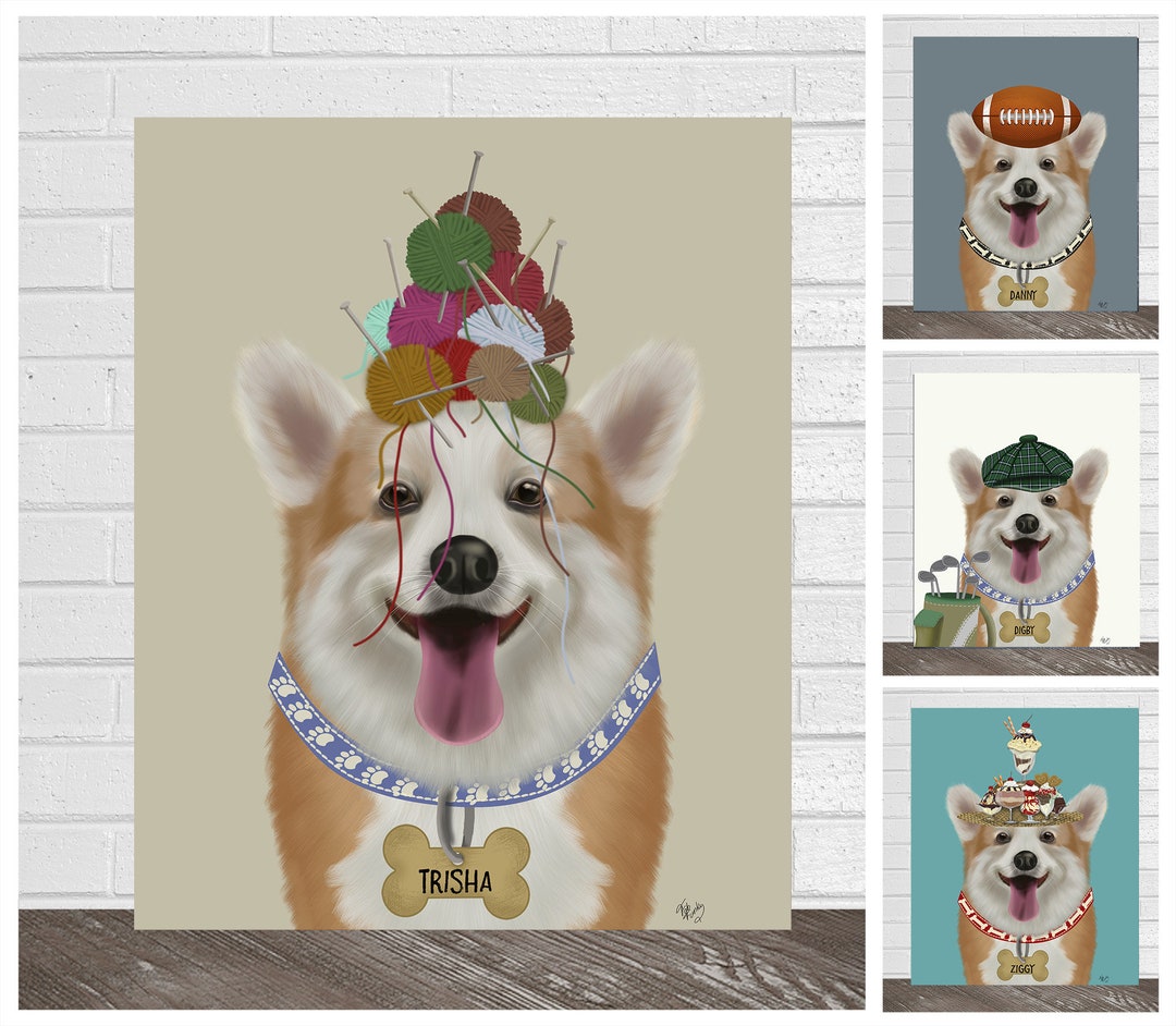 Welsh Corgi DIGITAL DOWNLOAD Dog Portrait Custom and Personalized ...