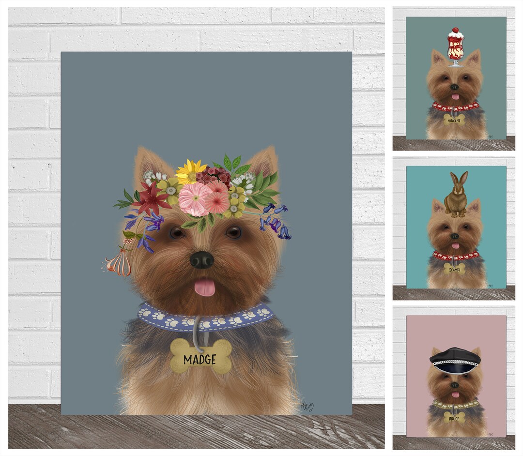 Yorkshire Terrier DIGITAL DOWNLOAD Dog Portrait Custom and Personalized ...