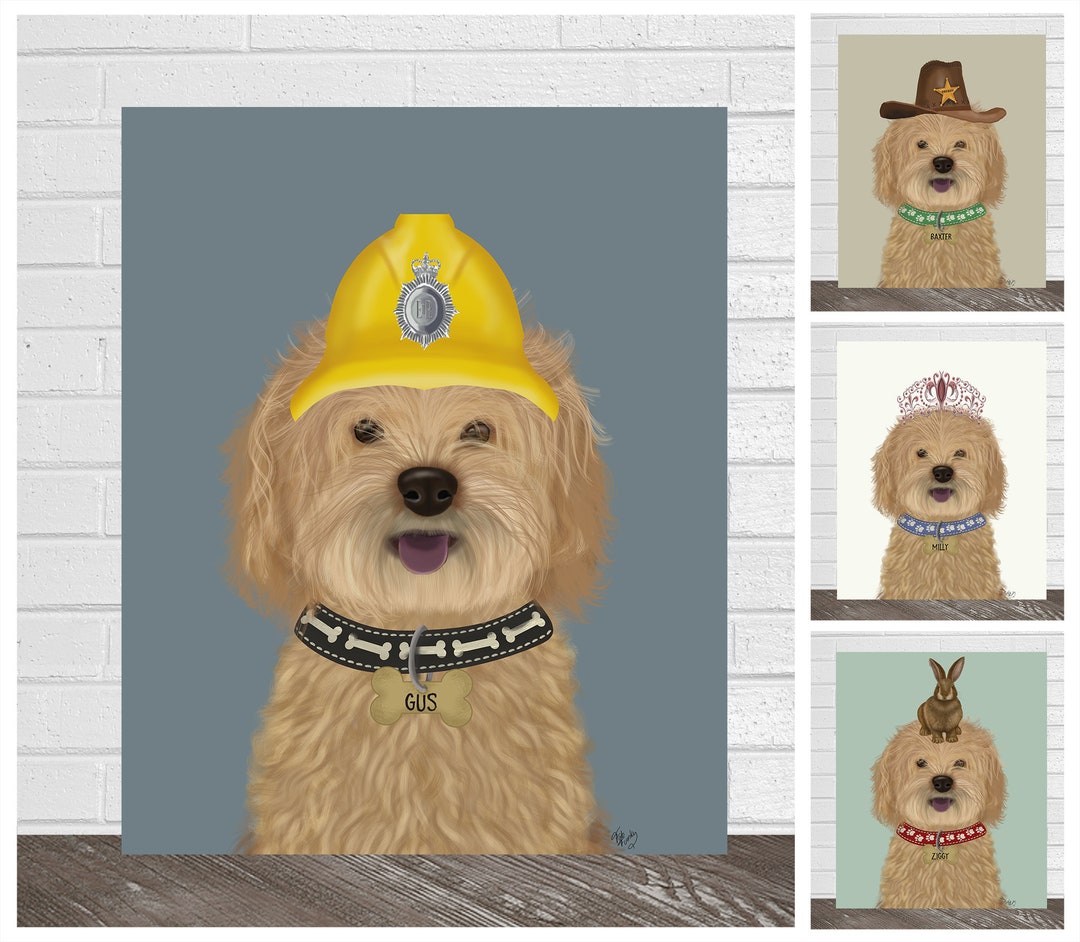 Golden Cockerpoo DIGITAL DOWNLOAD Dog Portrait Custom and Personalized ...