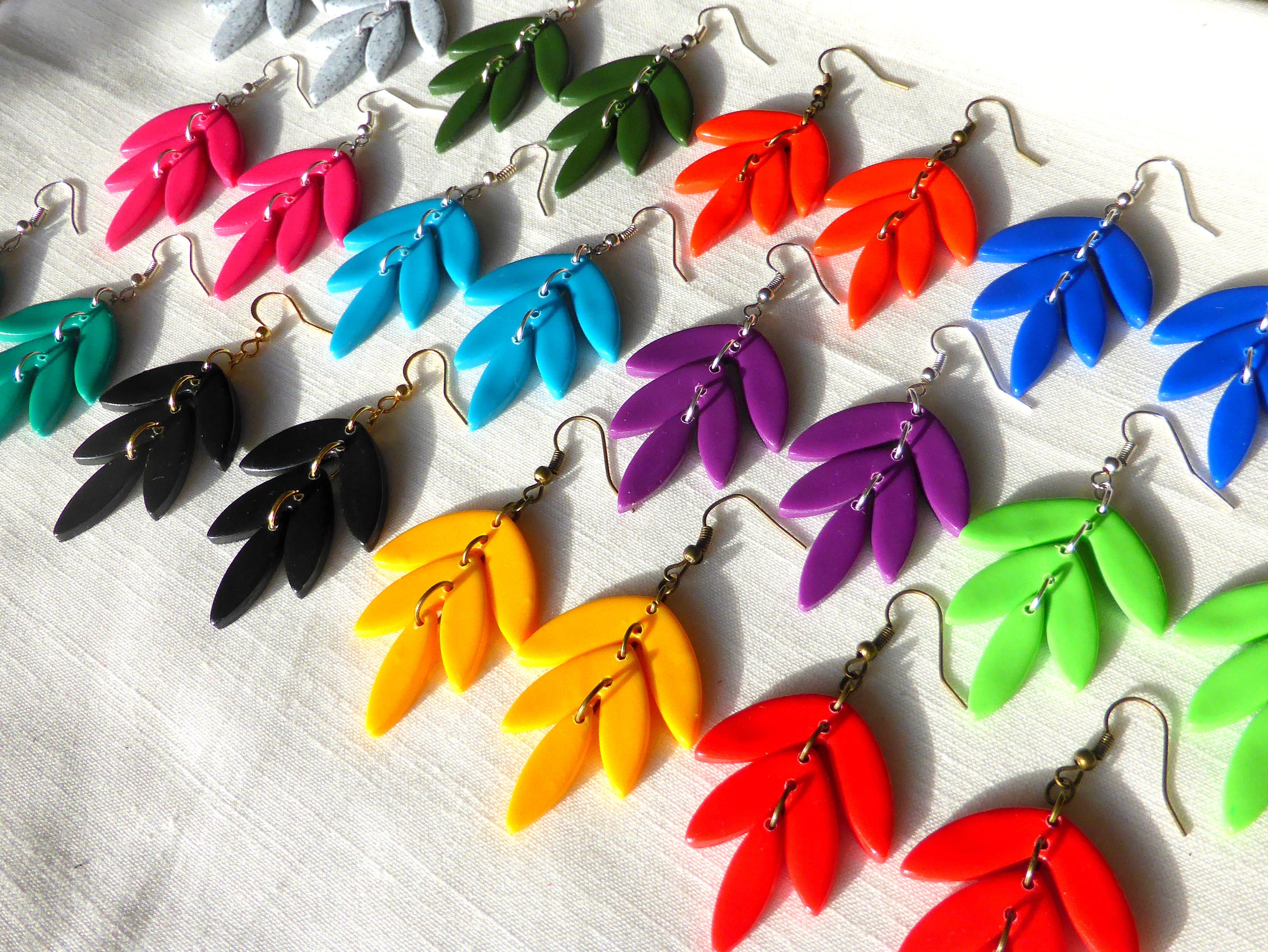 3-piece Hanging Earring With 12 Colors to Choose Handmade - Etsy