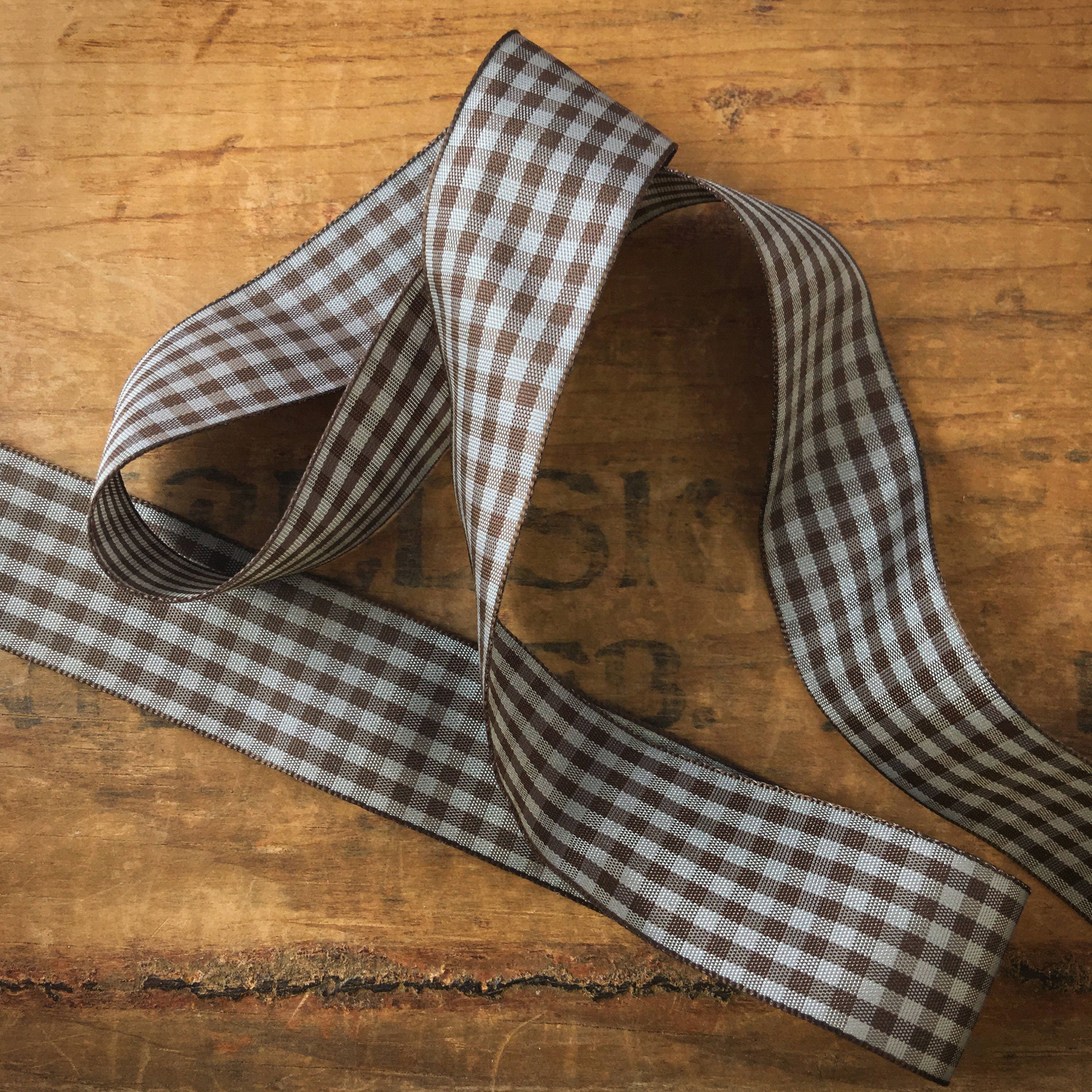 One Inch Check Taffeta Ribbon Trim in Brown and Gray Tones - Etsy