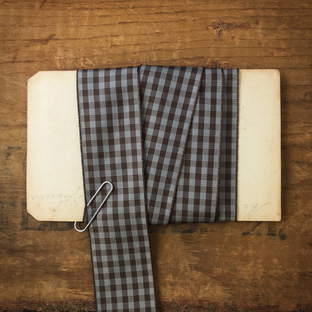 One Inch Check Taffeta Ribbon Trim in Brown and Gray Tones 1yd T01 - Etsy
