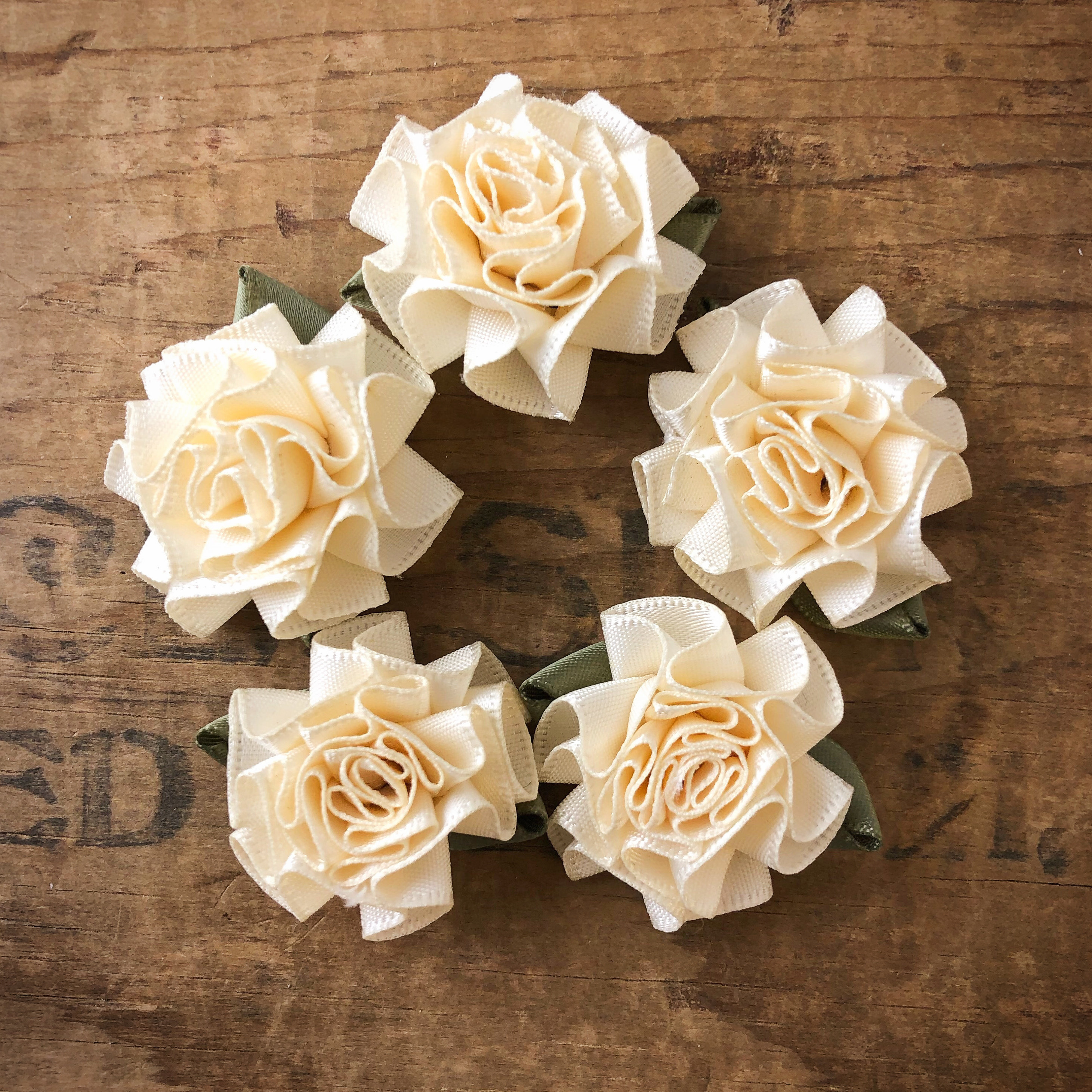 Carnation Appliqué Ribbon Flower Satin Flower Appliqué White Floral ...