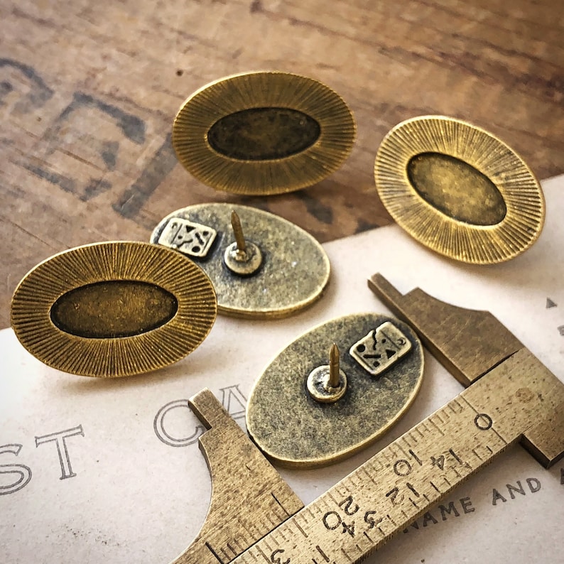 Push Pin Casting Make Your Own Antique Gold Push Pin Push Pin Bezel Oval Push Pin Deco Push Pin