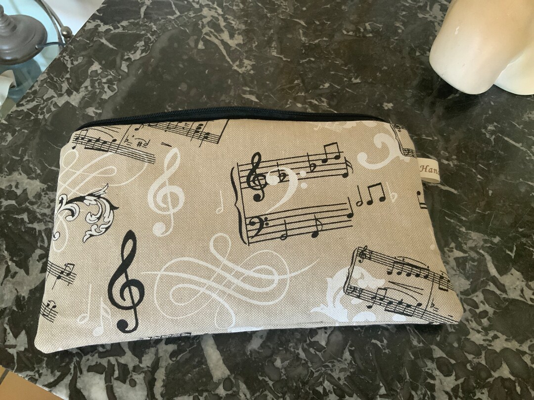 Zipped Pouch/26x15cm/music Theme Fabric/lined Waterproof Canvas/pencil ...