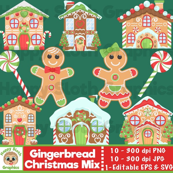 Gingerbread Clipart - Etsy