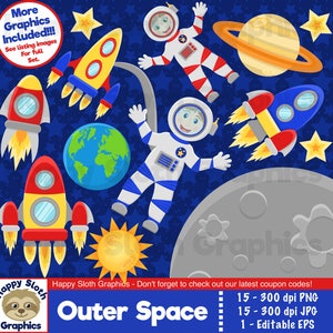 Outer Space Clipart Set, Personal and Commercial Use Vector, Space ...