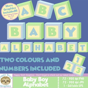 Baby Boy Alphabet Block Clipart Set Personal and Commercial - Etsy