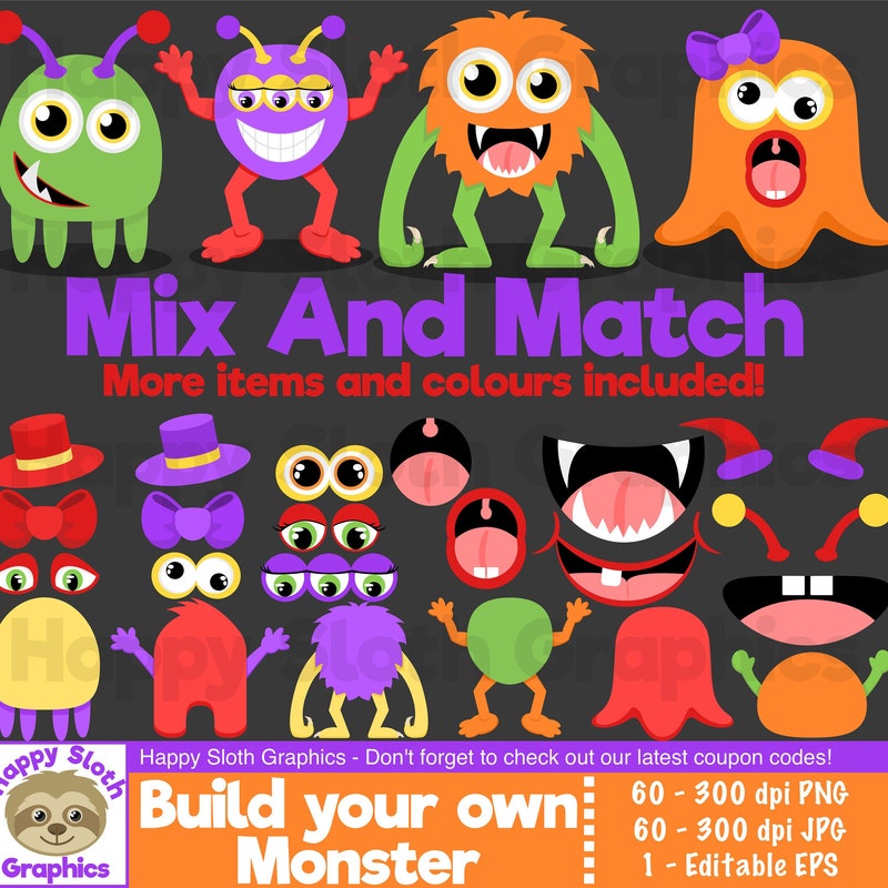 Monster Clipart - Etsy